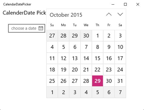 Calendardatepicker Control For Windows 10