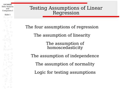 Homework Problems Simple Linear Regression Testing Assumptions