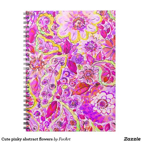 Cute Pinky Abstract Flowers Notebook Zazzle Flower Notebook Abstract Flowers Abstract