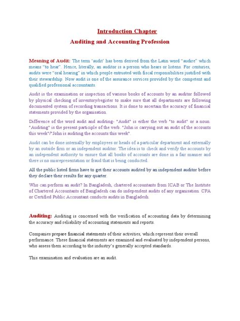 An Introduction To Auditing Defining Key Terms And Explaining The