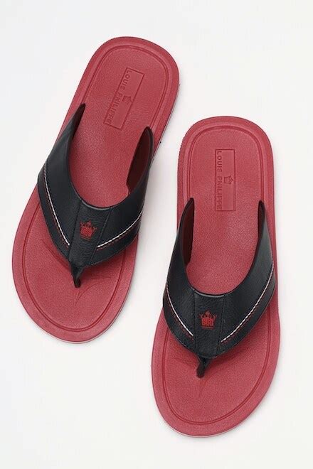Louis Philippe Slider And Flip Flops Louis Philippe Red Flip Flops For Men At