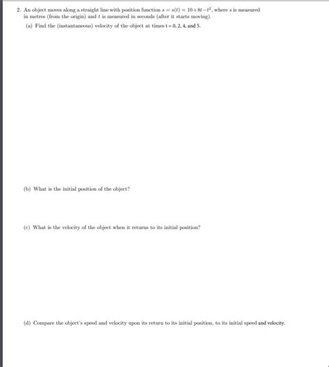 Solved 2 An Object Moves Along A Straight Line With