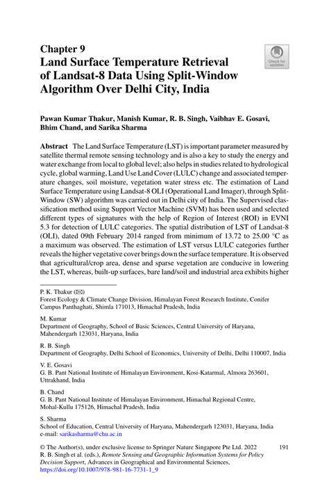 pdf land surface temperature retrieval of landsat 8 data using split