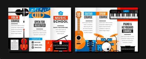 최소한의 음악 학교 브로슈어 서식 파일 무료 벡터