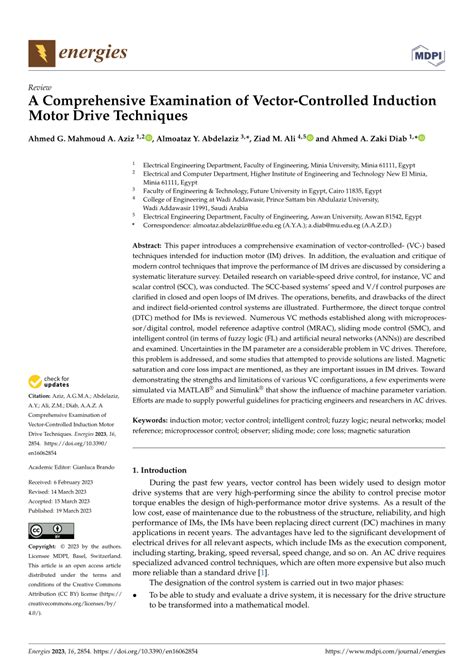 pdf a comprehensive examination of vector controlled induction motor