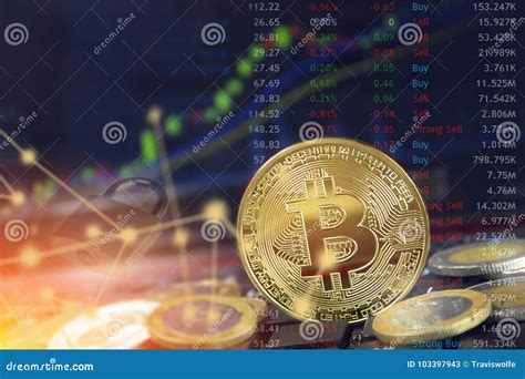 Bitcoin Blockchain Security Concept With Internet Cloud Computing And Coins On Laptop With Graph