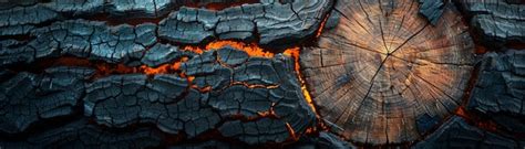 Premium Photo Fiery Glow Through Charred Wood Texture Abstract Nature