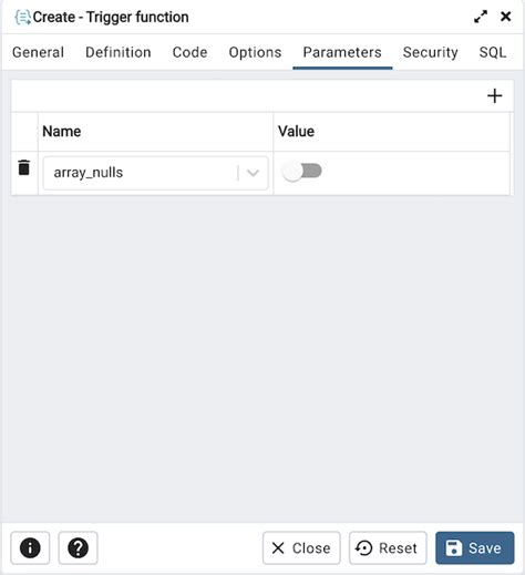 Trigger Function Dialog — Pgadmin 4 98 Documentation