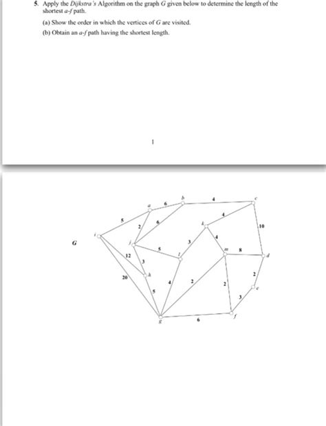 Solved Apply The Dijkstra S Algorithm On The Graph G Given Chegg