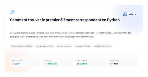 Comment Trouver Le Premier élément Correspondant En Python Labex
