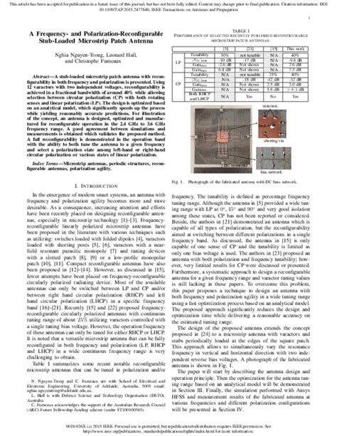 Pdf A Frequency And Polarization Reconfigurable Stub Loaded Microstrip Patch Antenna Nghĩa