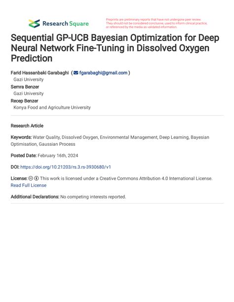 Pdf Sequential Gp Ucb Bayesian Optimization For Deep Neural Network Fine Tuning In Dissolved