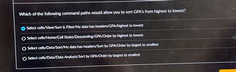 Solved Which Of The Following Command Paths Would Allow You