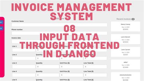 08 How To Input Data Through Frontend In Django Invoice Management System Youtube
