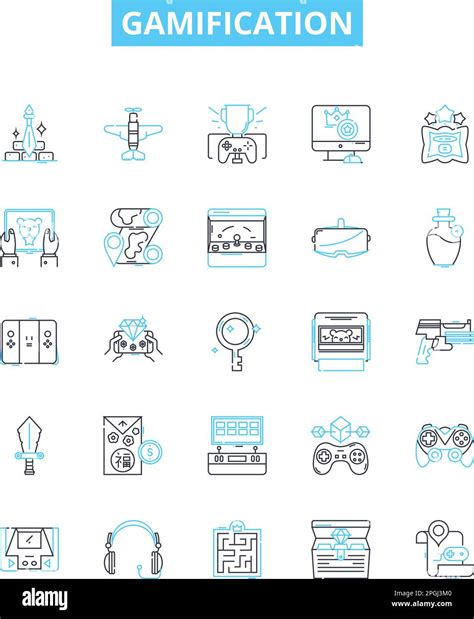 Gamification Vector Line Icons Set Gamification Play Game