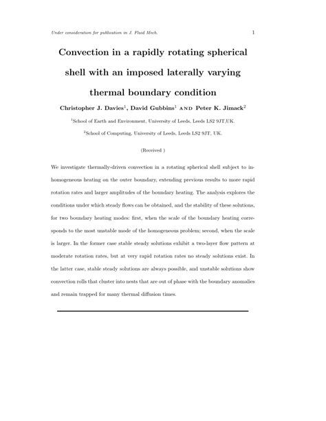 Pdf Convection In A Rotating Spherical Fluid Shell With An Imposed Laterally Varying Thermal