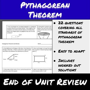 Pythagorean Theorem End Of Unit Review By Shawn Henry TPT