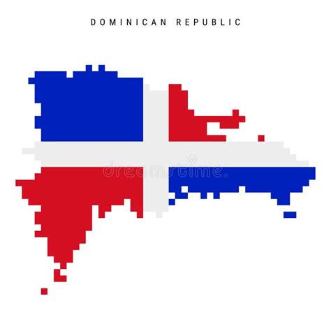 Dominican Republic Pixel Flag Map Icon Flat Vector Illustration