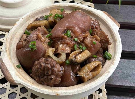 Goodyfoodies Recipe Braised Pork Trotters With Sea Cucumber And Mushrooms