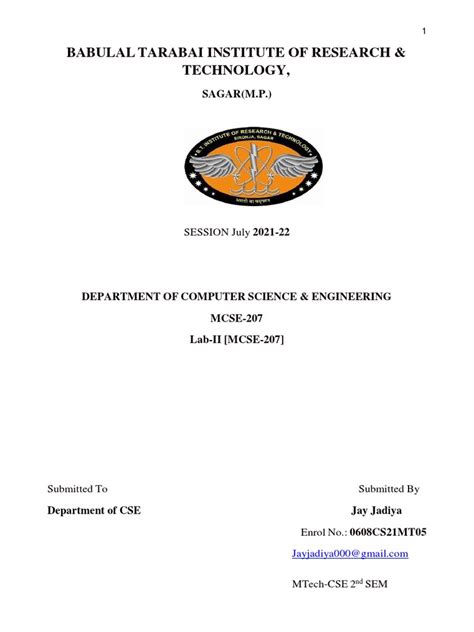 Jay Mtech 2nd Sem Lab207 Pdf Databases Programming