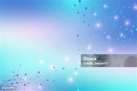 과학적인 벡터 일러스트 레이 션 유전 공학 및 유전자 조작 개념 Dna 나선 Dna 가닥 분자 또는 원자 신경 과학 이나 의료 배경에 대 한 추상적인 구조입니다 웨이브 흐름