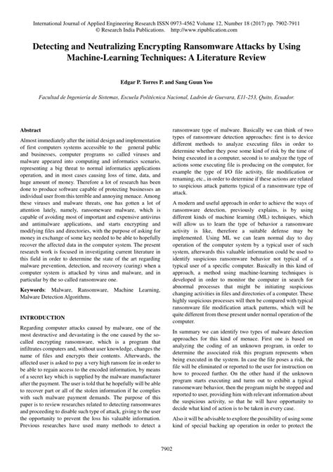 Pdf Detecting And Neutralizing Encrypting Ransomware Attacks By Using Machine Learning