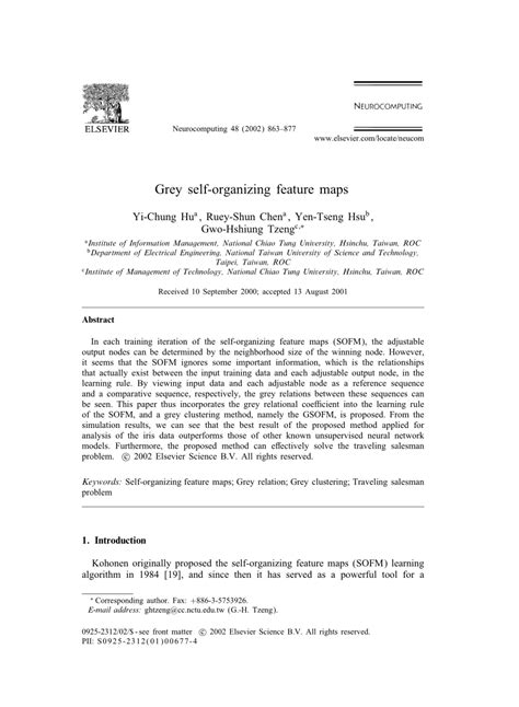 Pdf Grey Self Organizing Feature Maps