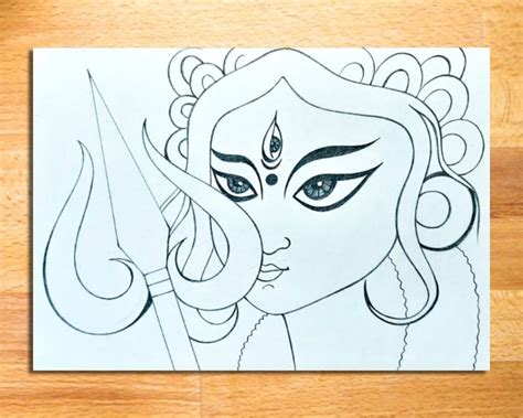 easy durga maa drawing maa durga line art goddess durga thakur
