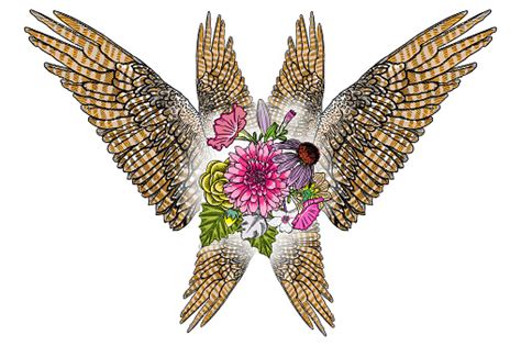 어머니의 날 장미 꽃 새 날개와 레이아웃 디자인을 그리기 전단지 카드 초대장에 대 한 개념입니다 천사 날개와 피 릴리 장미 Blackwork 여성 스타일에서 문신 벡터입니다