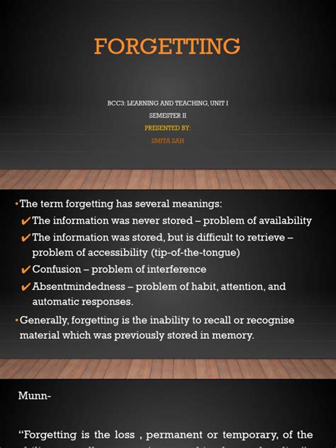 Bed Bcc3 Learning And Teaching Semesterii Forgetting Pdf Behavioural Sciences Brain