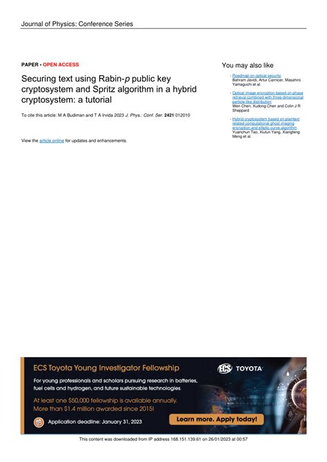 PDF Securing Text Using Rabin P Public Key Cryptosystem And Spritz