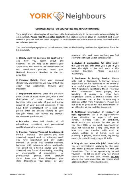 Fillable Online Guidance Notes For Completing The Application Form Fax Email Print Pdffiller