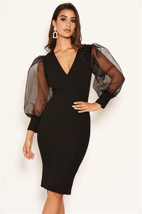 Black Puff Sleeve Dress Lyoly