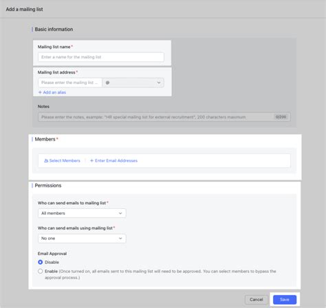 Admin Create A Mailing List