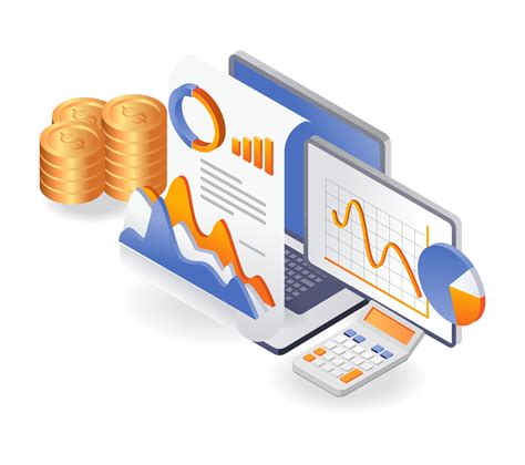 Flat Isometric Illustration Concept Computer Data Analysis Business