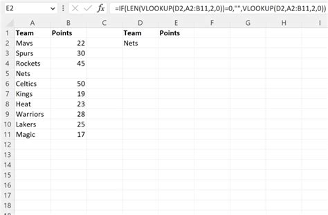 Excel Use Vlookup To Return Blank Instead Of Zero