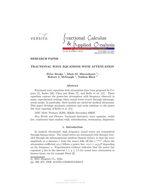 Pdf Fractional Wave Equations With Attenuation