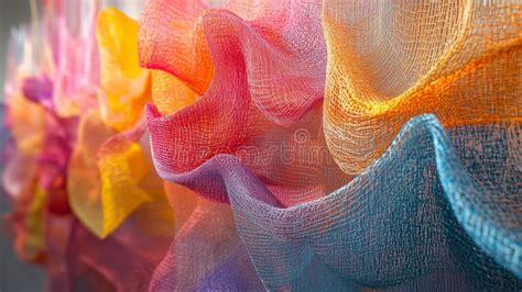 Abstract Colorful Fabric Waves Vibrant Hues And Textured Folds Ai Generated Stock Illustration