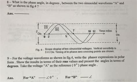 Solved What Is The Phase Angle In Degrees Between The Two Chegg Com