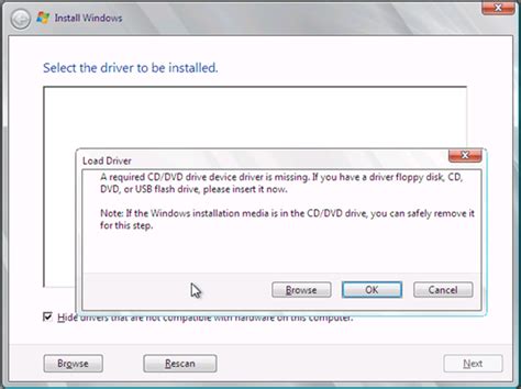 Solved Windows 7 Installation Error Load Driver And Missing Cddvd