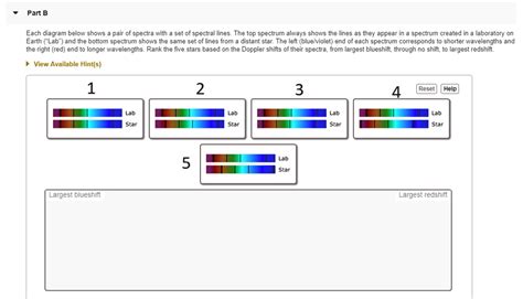 Part B Each Diagram Below Shows A Pair Of Spectra With A Set Of Spectral Lines The Top Spectrum