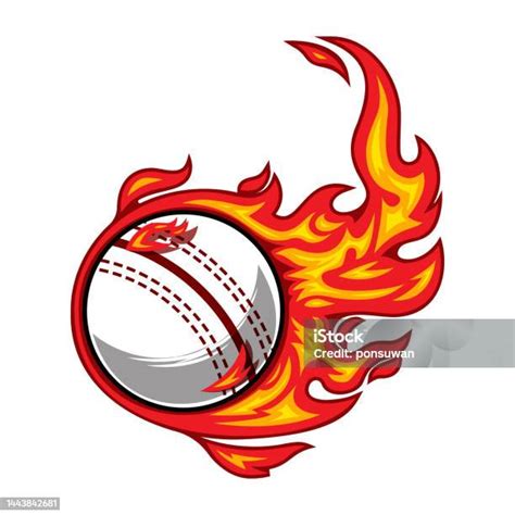 크리켓 공 화재 로고 실루엣입니다 크리켓 클럽 그래픽 디자인 로고 또는 아이콘 벡터 그림입니다 크리켓 공에 대한 스톡 벡터 아트 및 기타 이미지 Istock