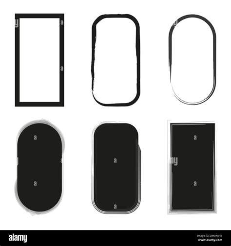 Rectangle Icons Set Simple Geometric Shapes With Solid Outlined And Distressed Edges Vector