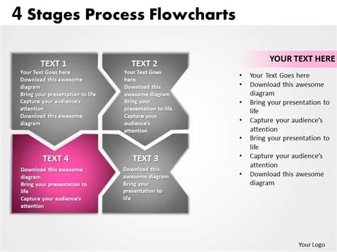 4 Stages Process Flowcharts PowerPoint Slide Template Presentation Templates PPT Layout