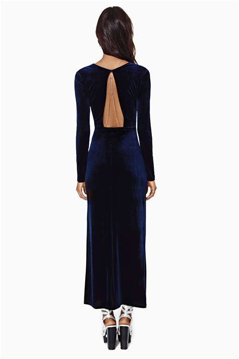 Lyst Nasty Gal Deep Midnight Velvet Dress In Blue