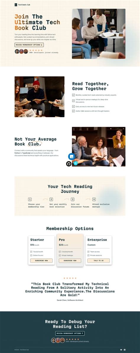 Frontend Mentor Tech Book Club Landing Page Sass Html Coding