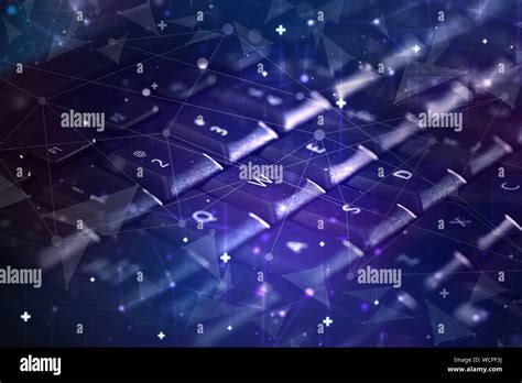 Close Up Dark Keyboard With Networking Concept Stock Photo Alamy