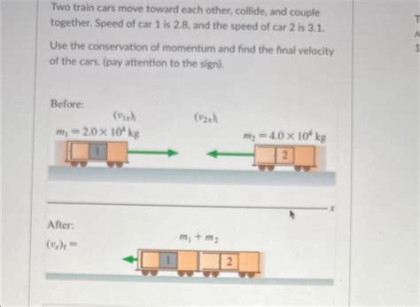 Solved Two Train Cars Move Toward Each Other Collide And