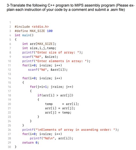 Solved 3 Translate The Following C Program To Mips