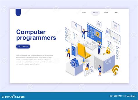 Computer Programmers Modern Flat Design Isometric Concept Software Development And People